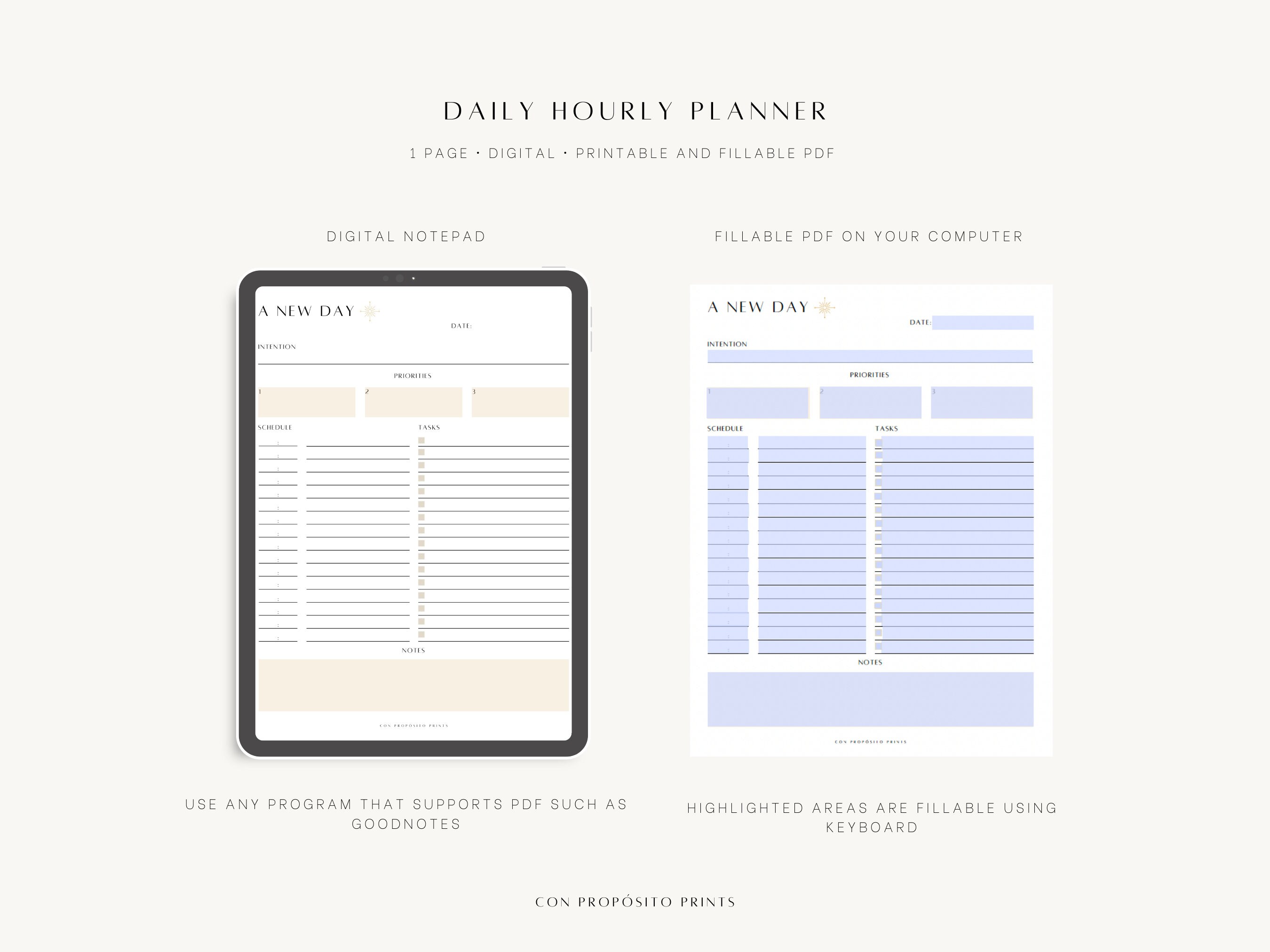Hourly Planner, Daily to Do List, Productivity Planner, iPad Hourly ...