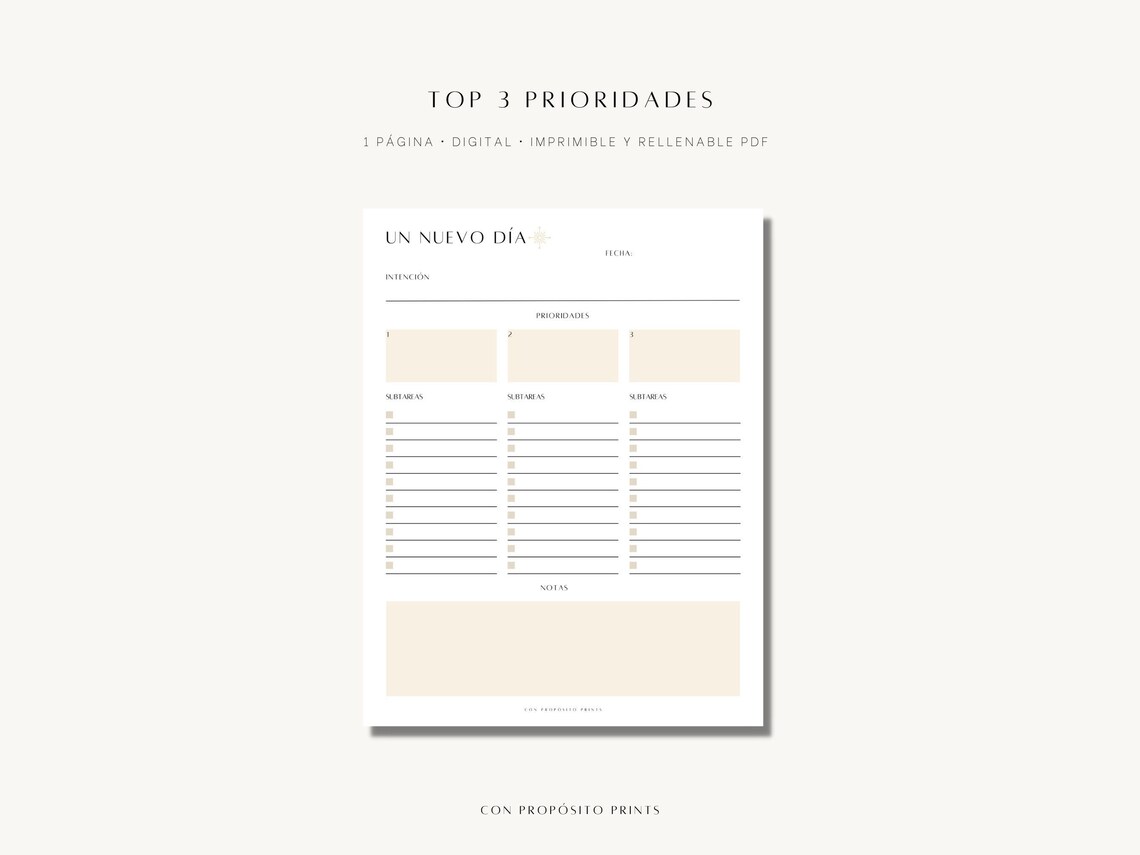 Top 3 Prioridades, Top 3, Top Priority List, to Do Lists, Productivity ...