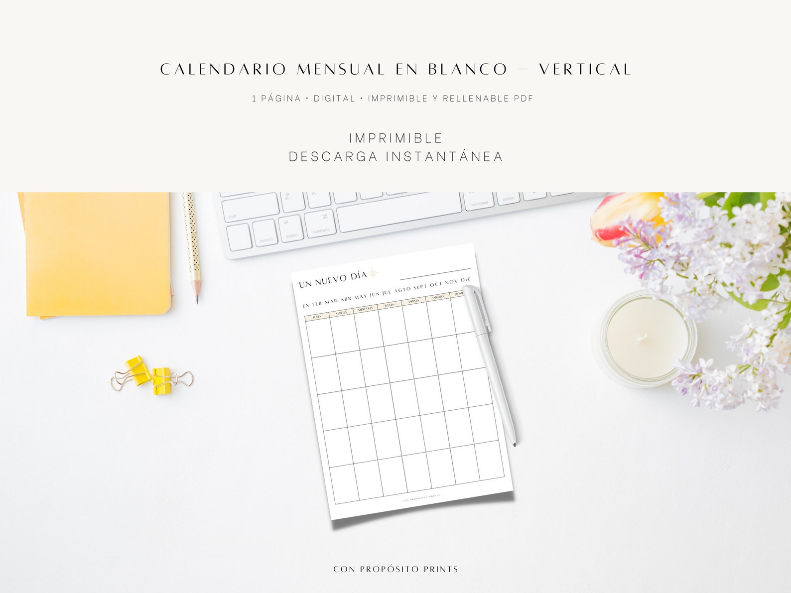 Calendario Mensual En Blanco, Blank Monthly Calendar, Fill in Calendar ...