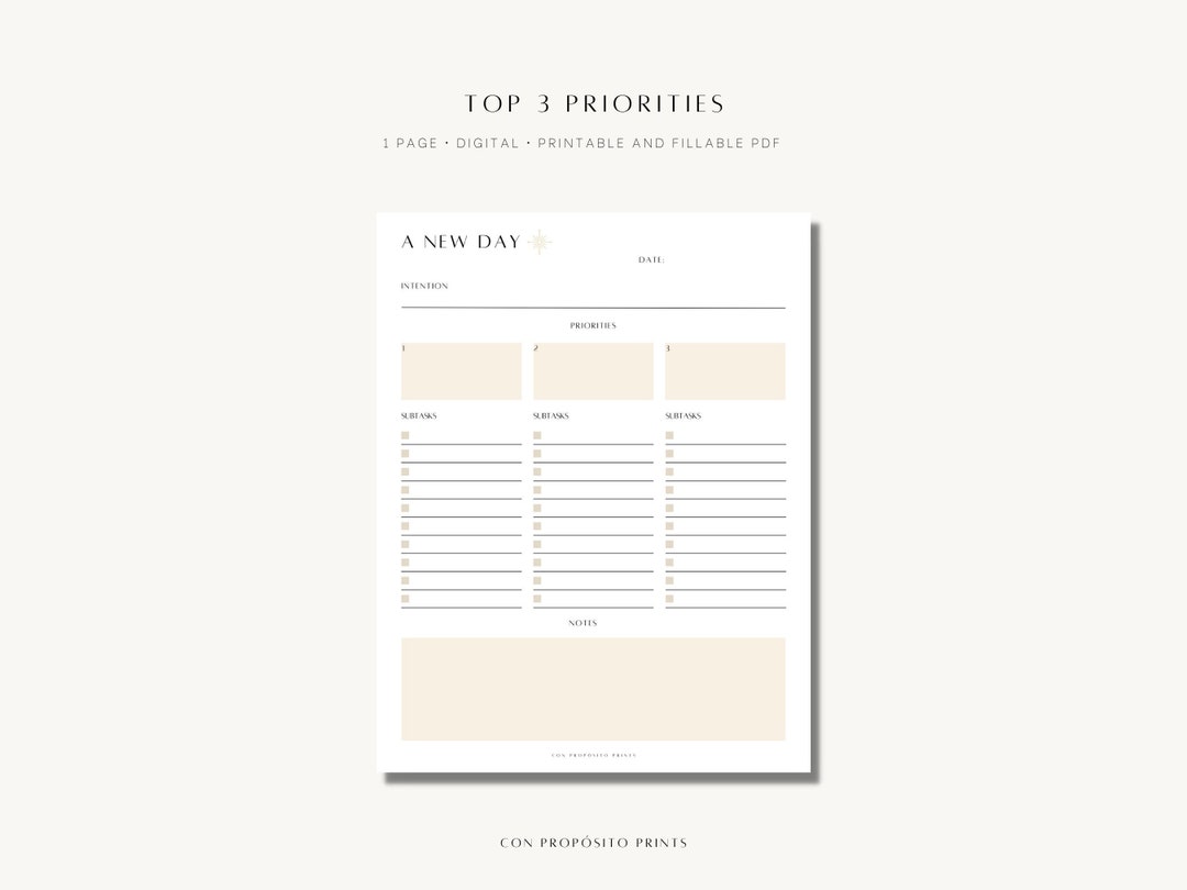 Top 3, Priority List, to Do Lists, Productivity Planner, Daily to Do ...