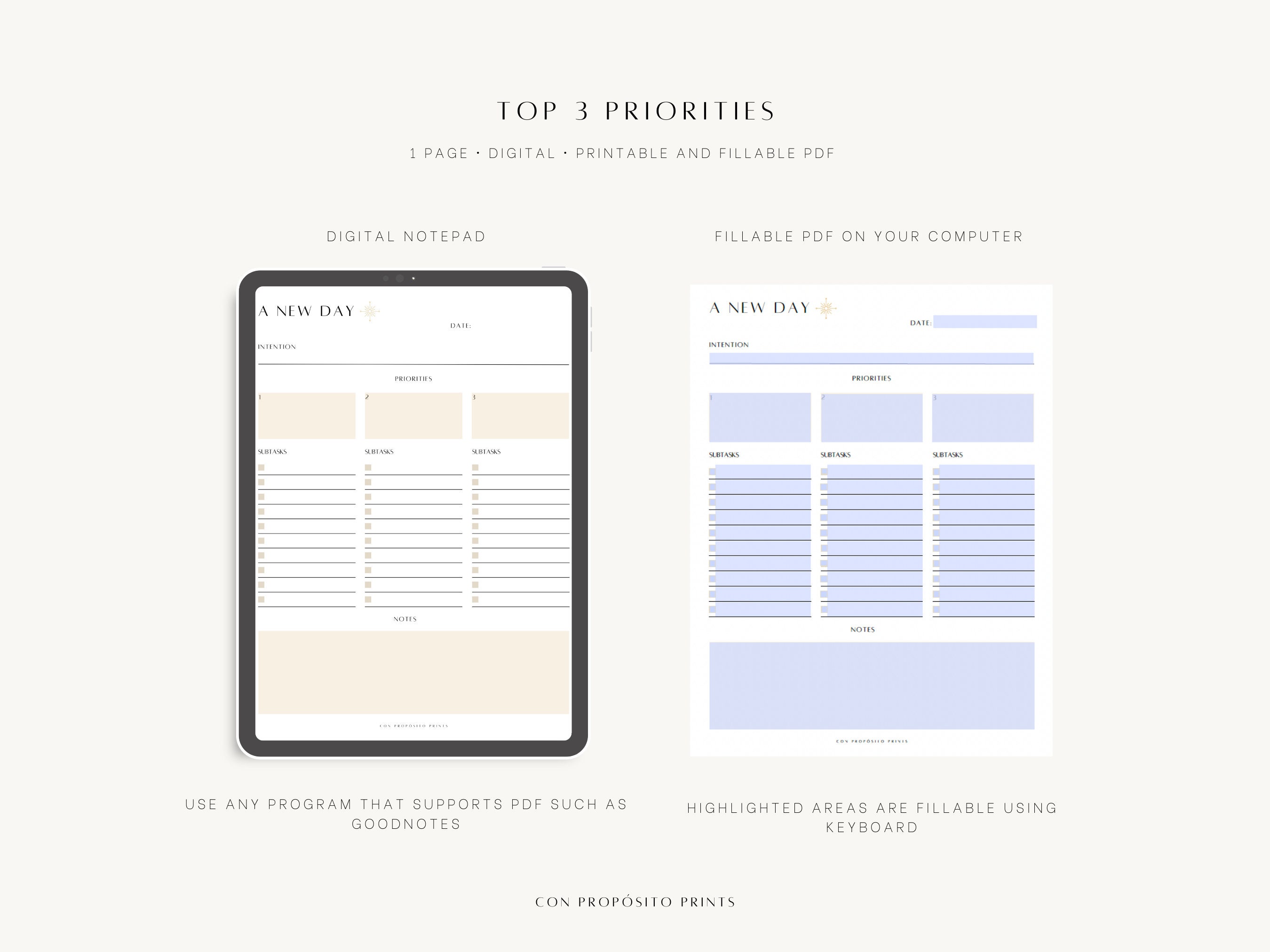 Top 3, Priority List, to Do Lists, Productivity Planner, Daily to Do ...