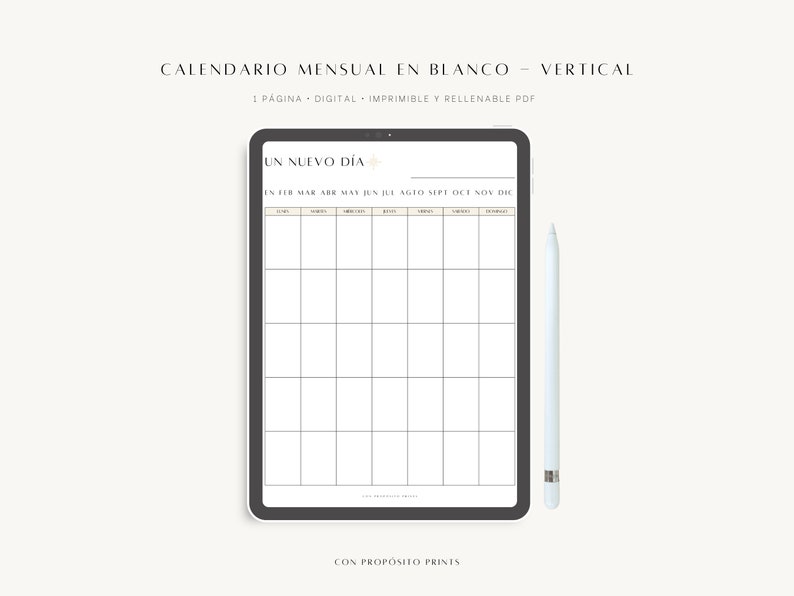 Calendario Mensual En Blanco, Blank Monthly Calendar, Fill in Calendar ...