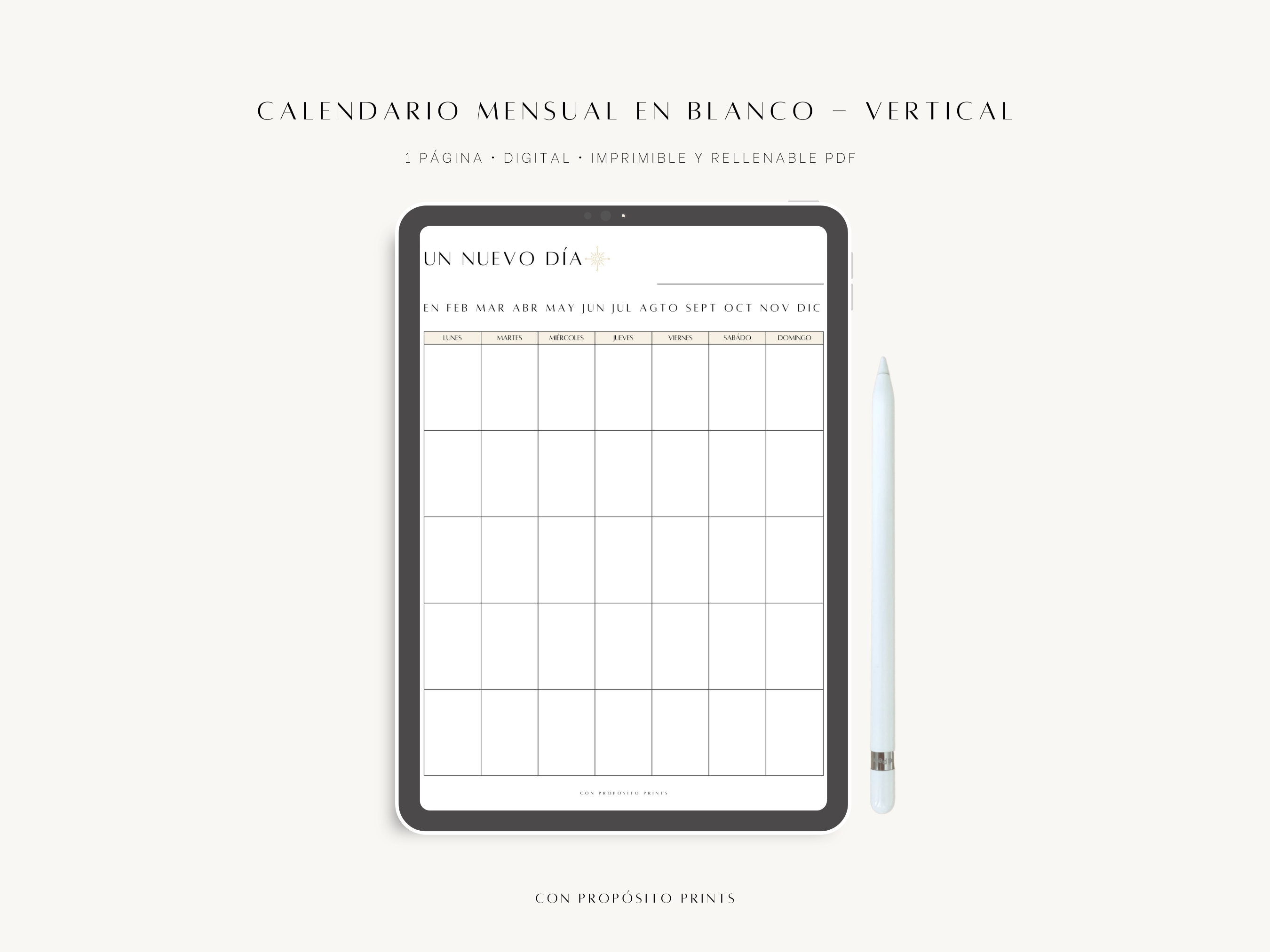 Calendario Mensual En Blanco, Blank Monthly Calendar, Fill in Calendar ...