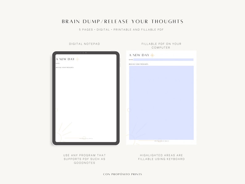 Brain Dump, Brain Dump Template, Idea Organizer Planner, to Do List ...