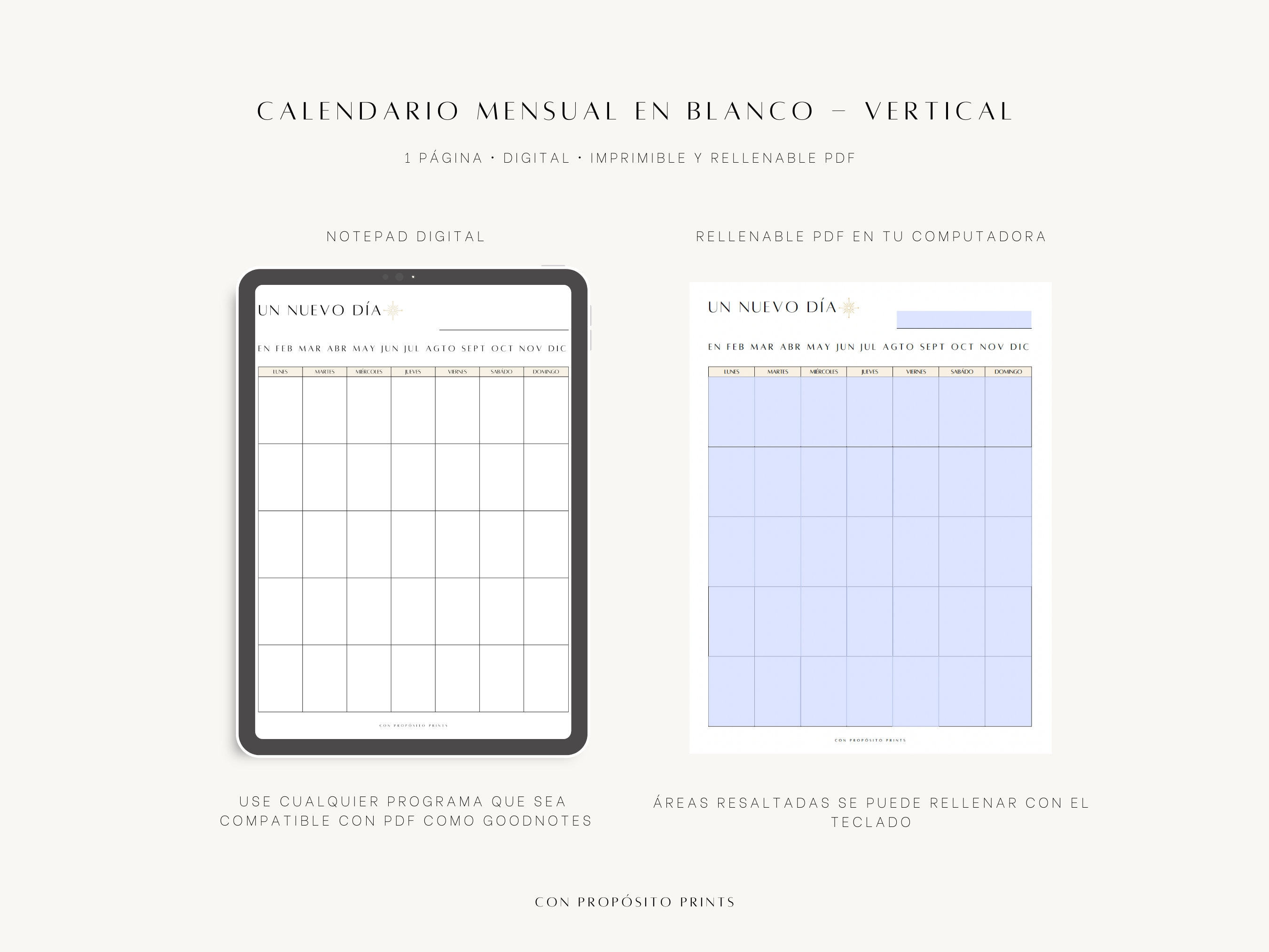 Calendario Mensual En Blanco, Blank Monthly Calendar, Fill in Calendar ...
