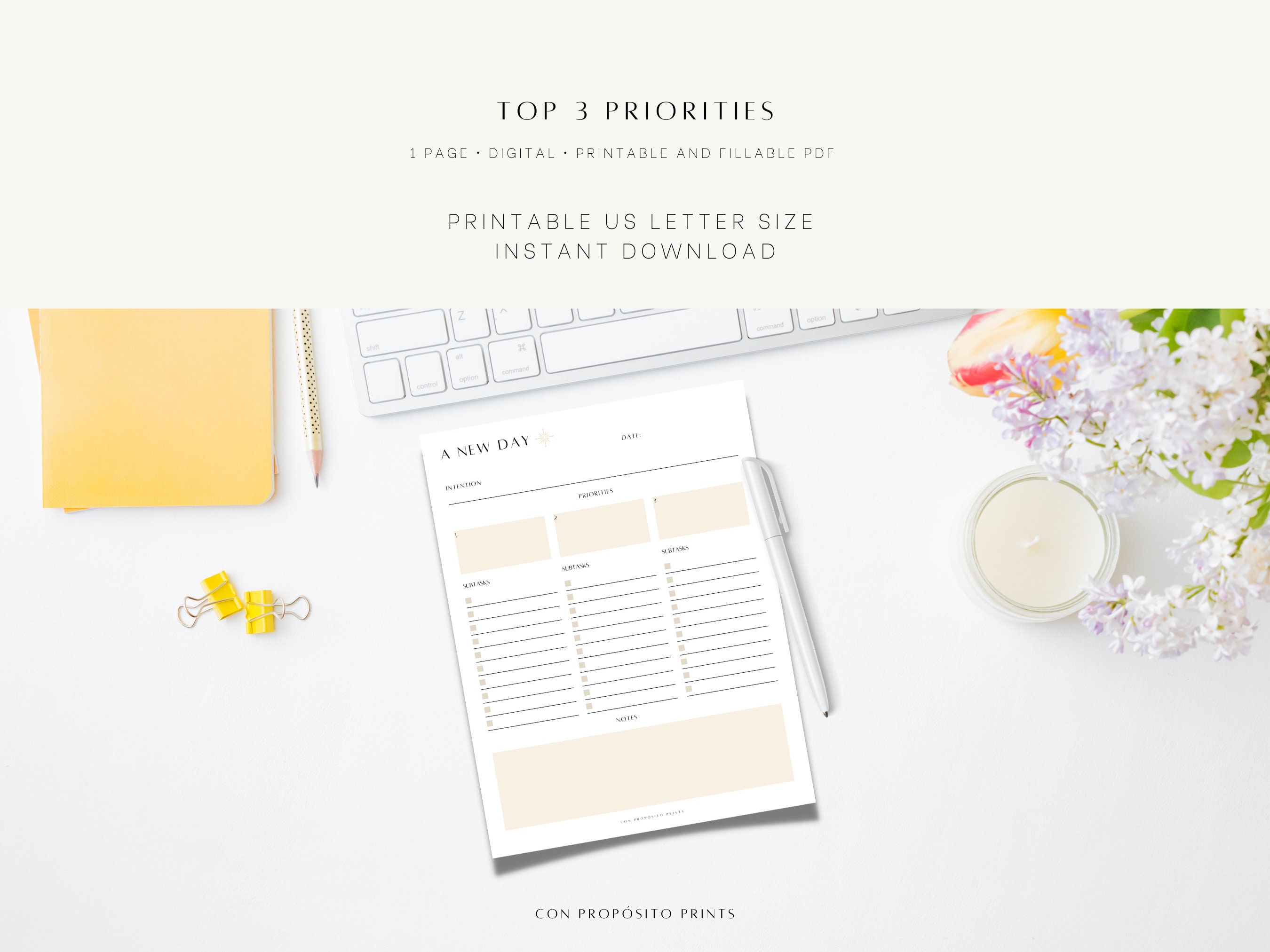 Top 3, Priority List, to Do Lists, Productivity Planner, Daily to Do ...