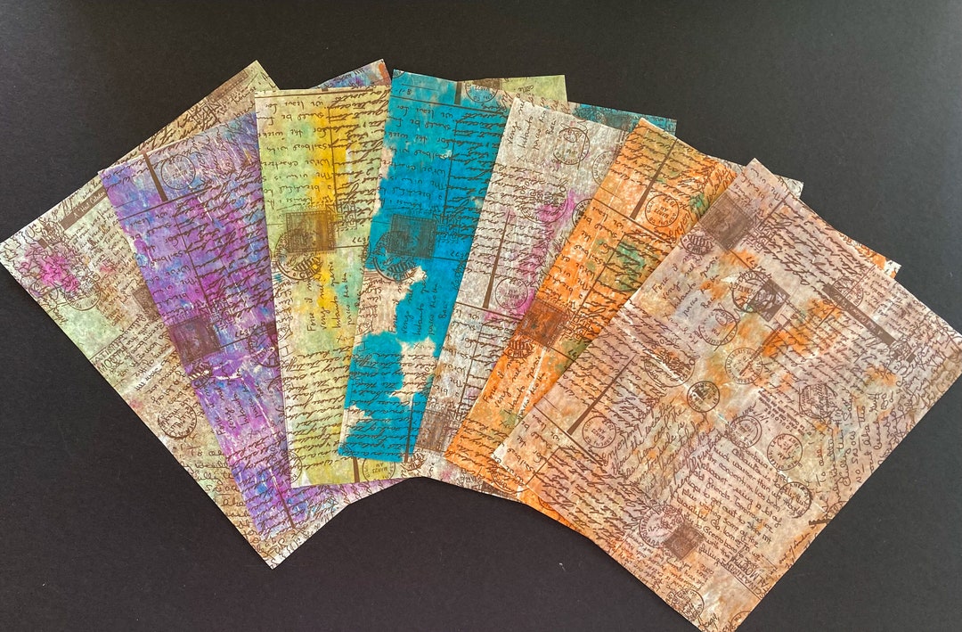 Gelli Prints, Junk Journal Monoprints, SET OF 15, Colorful Distressed ...