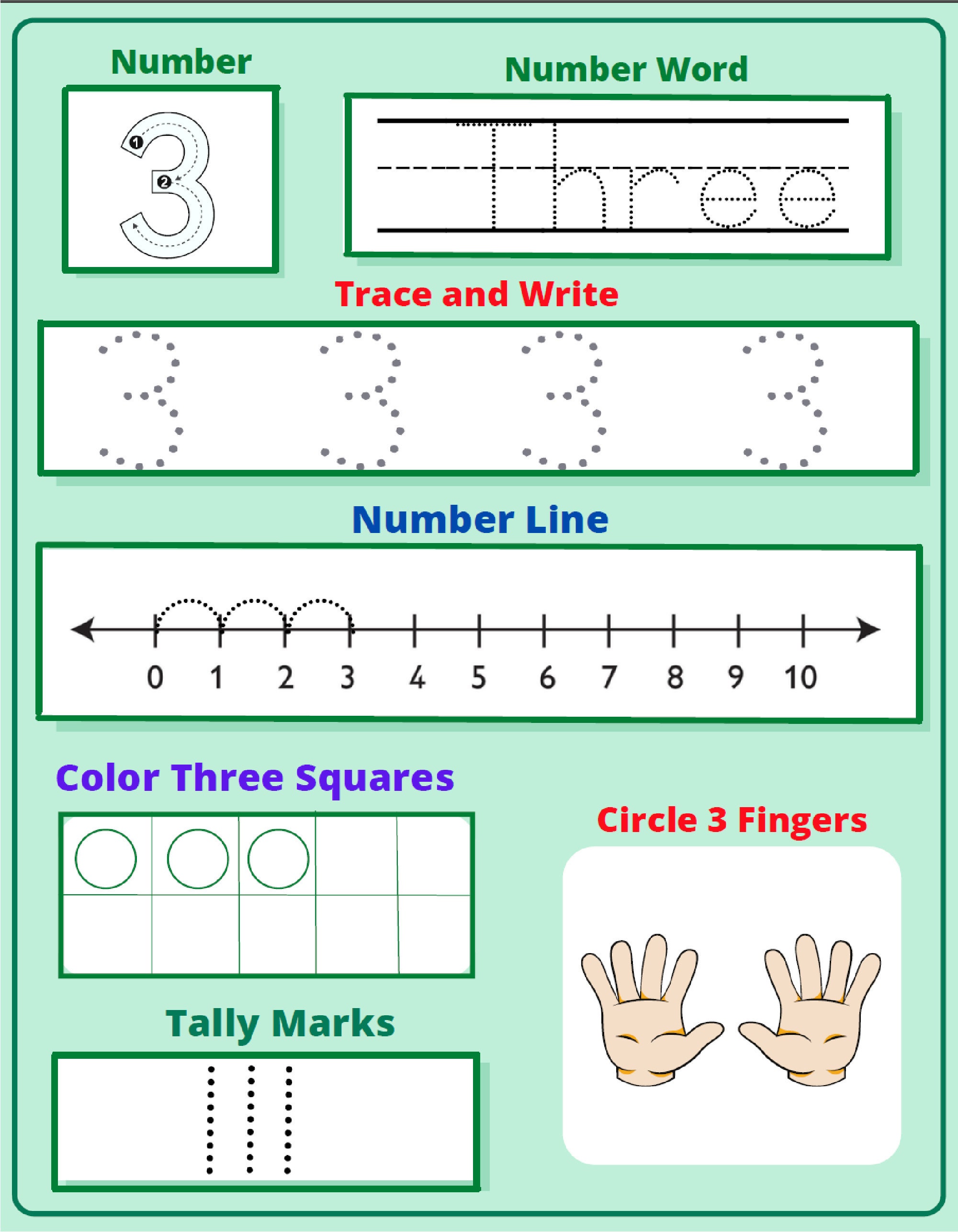 1-10 Numbers Activity Digital Worksheets Printable Counting & Tracing ...