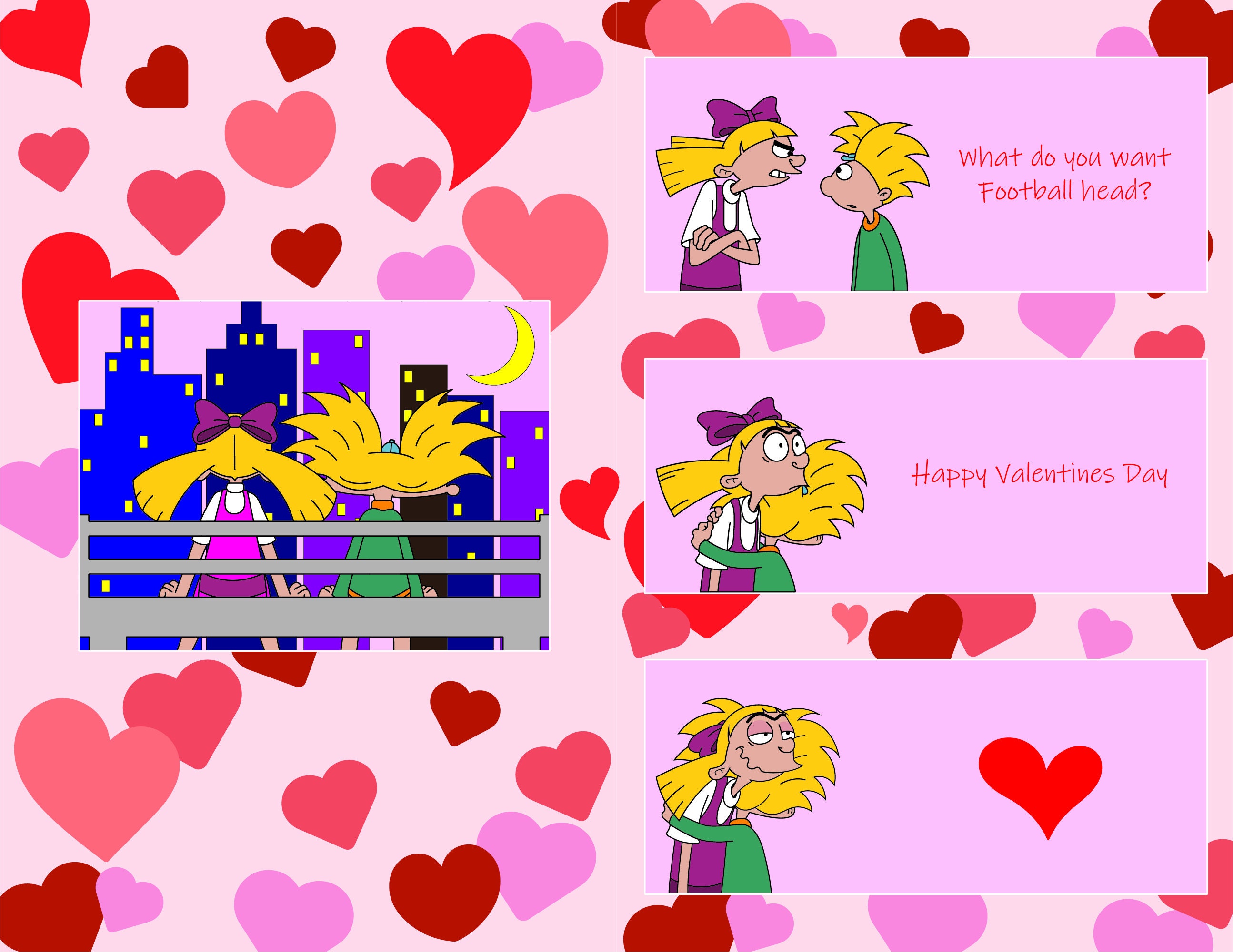 Hey Arnold! Valentines Day Card - Adorable Illustration Comic Strip to Celebrate Valentines ...