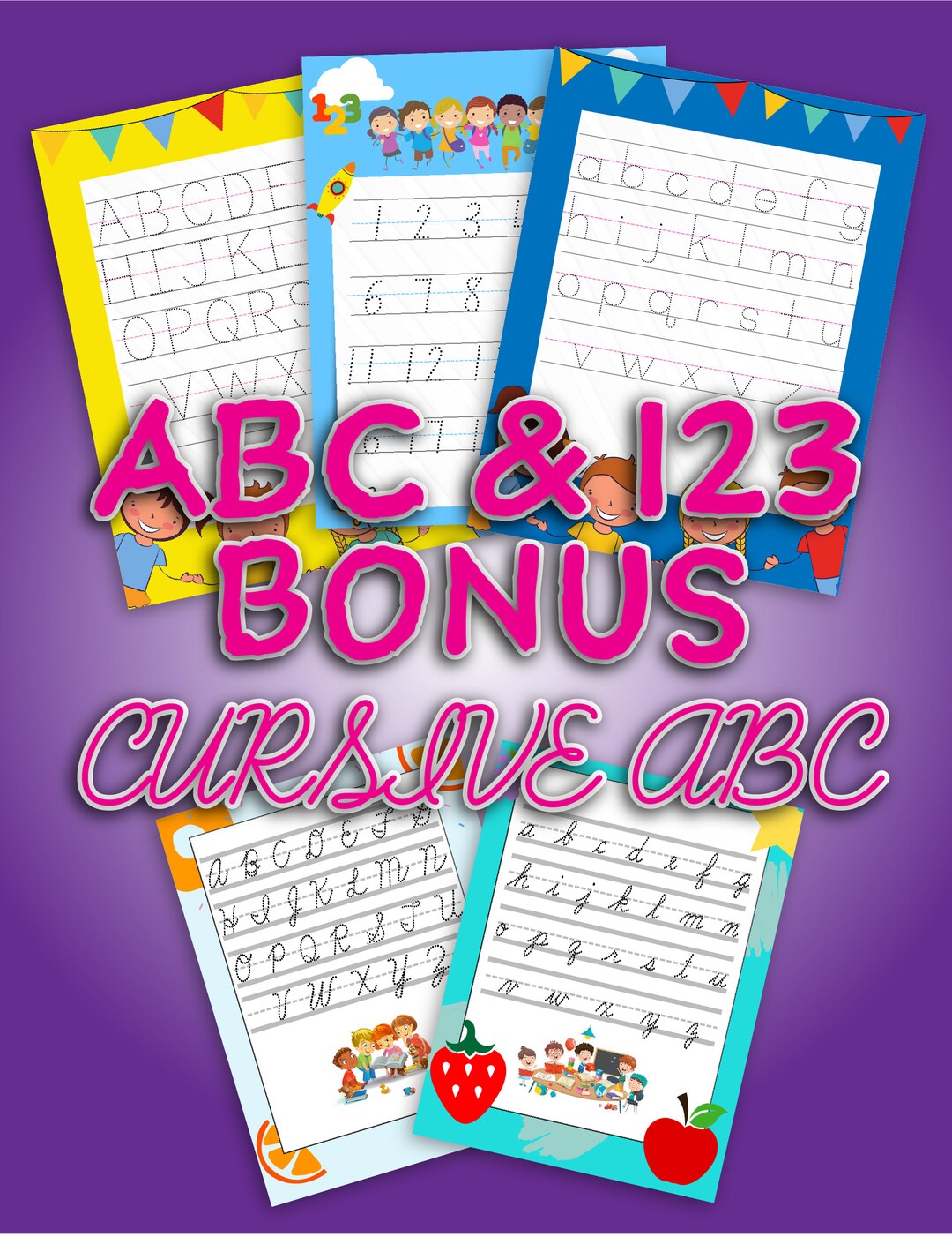 ABC & 123 Handwriting Practice Digital Worksheets - Printable Alphabet ...