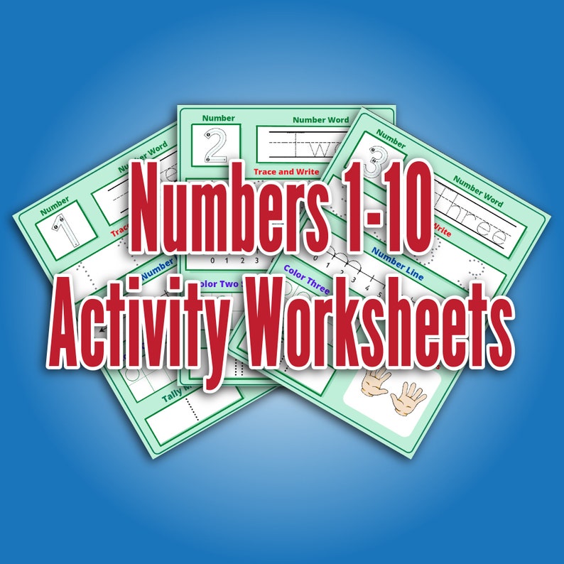 1-10 Numbers Activity Digital Worksheets - Printable Counting & Tracing ...
