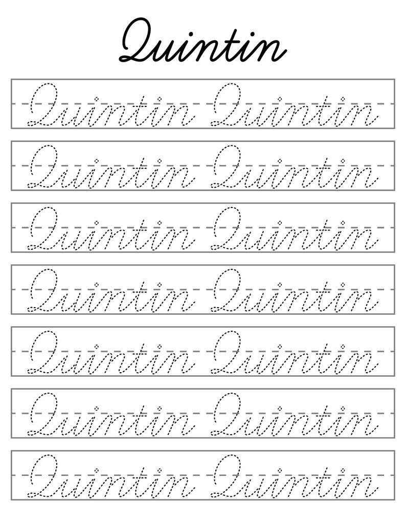 Custom Name Handwriting Practice Digital Worksheets - Printable ...