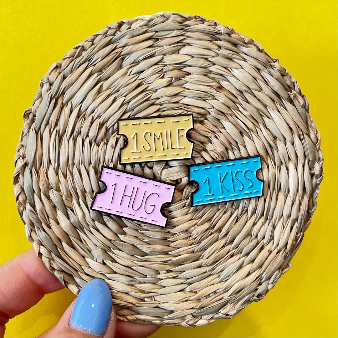 Smile, Hug, Kiss Ticket Cute Enamel Pin for Backpack Gift for Her ...