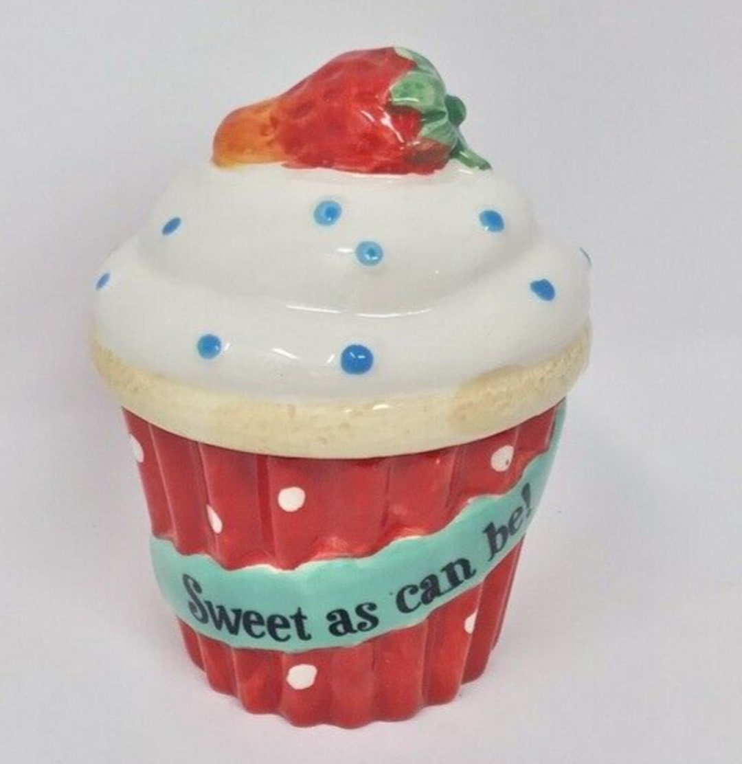 Catherine Holman Red Ceramic Cup Cake "sweet as Can Be" 4.5" Trinket ...