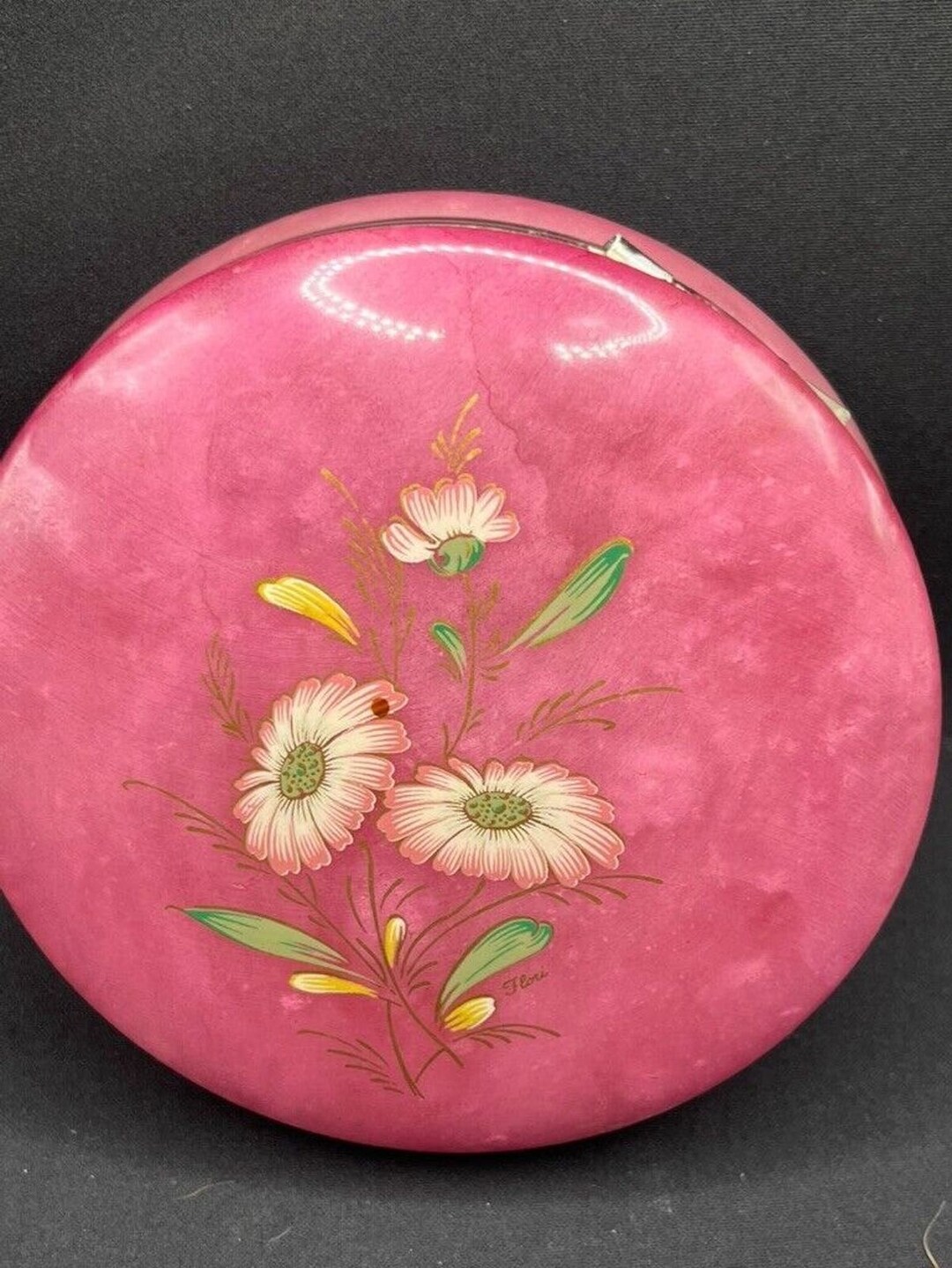 Vintage Genuine Alabaster Hand Painted in Italy Hinged Trinket Box ...