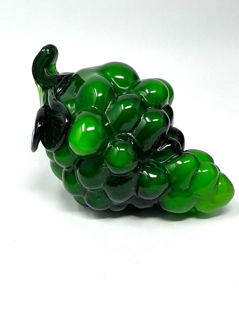 Hand Blown Molded Glass Grape Cluster Green 6" Art Crafted Table Decor ...
