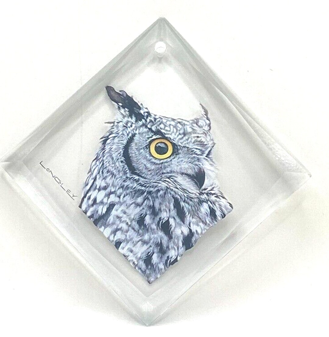 Great Horned Owl Diamond-shape Glass Ornament by Brett Longley - Etsy