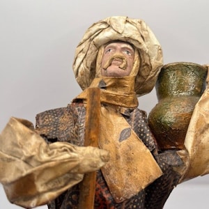 Mexican Paper Mache Figure Folk Art Man Carring Stick and Water Canter ...