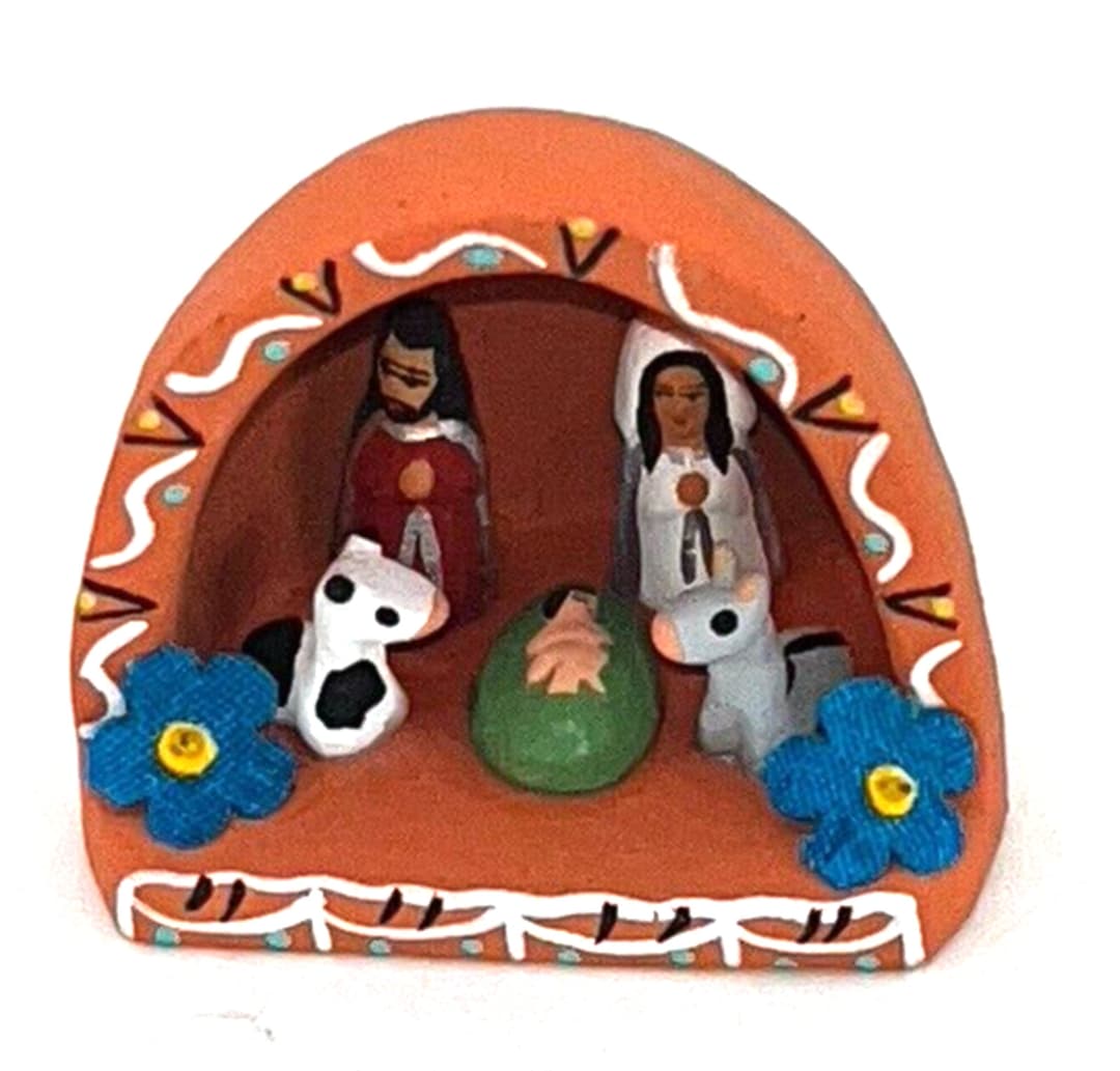 Mini Terracotta Clay Nativity Scene Jesus Holy Family Christmas ...