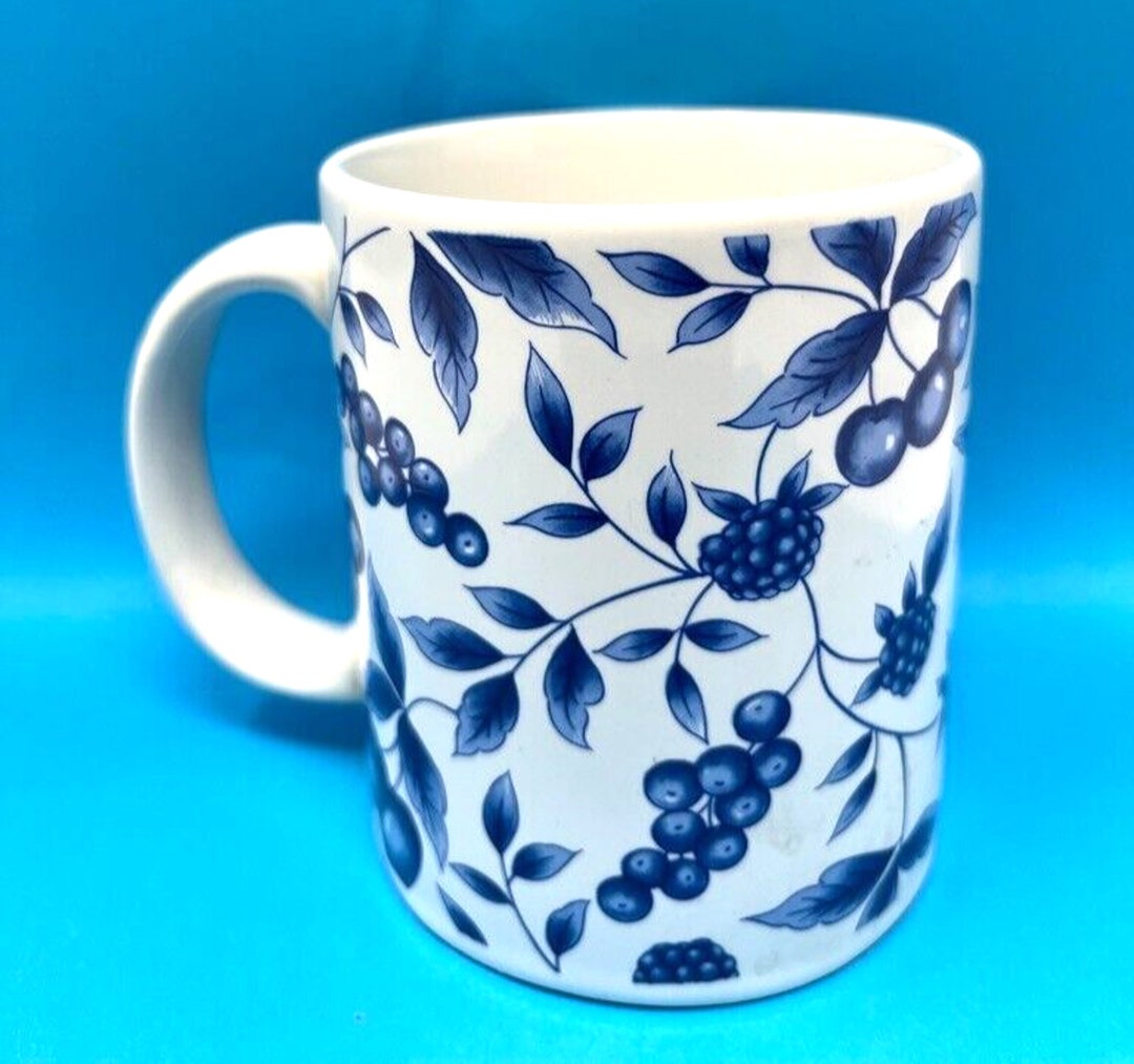 Mug Blue Leaf Vine Sato Gordon Cup Japan 1970s Coffee Tea W/ Original ...