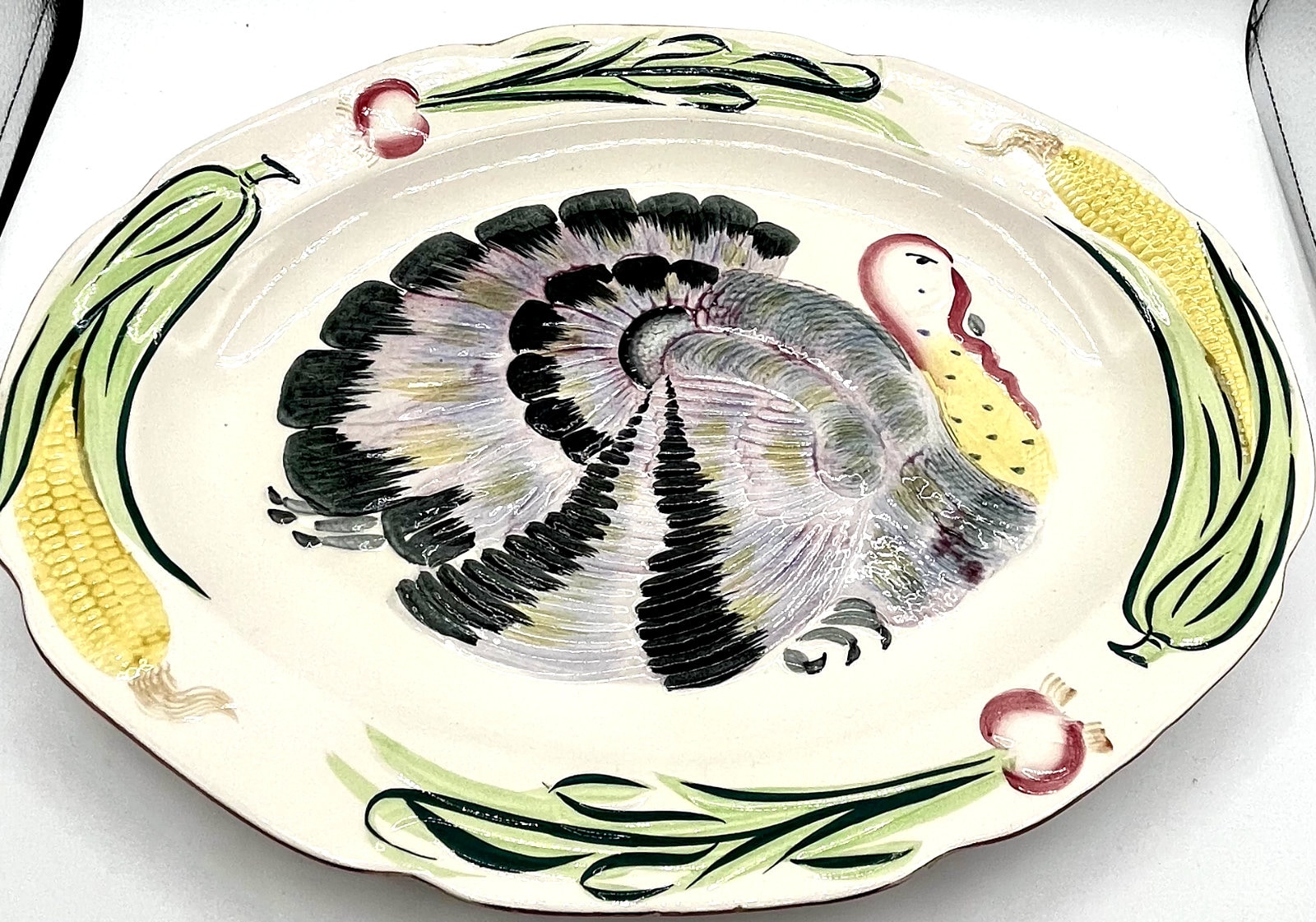 Vintage Grantcrest Japan Embossed Colorful Thanksgiving Turkey Platter ...