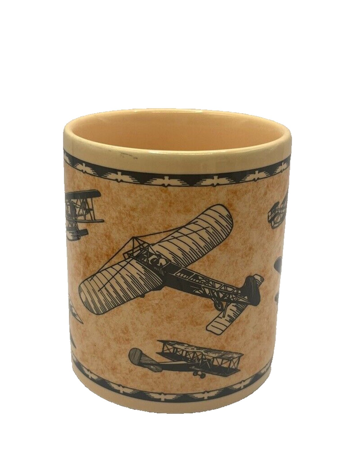 Vintage Russ Berrie Aviation Theme Coffee Mug Airplanes Wright Brothers ...
