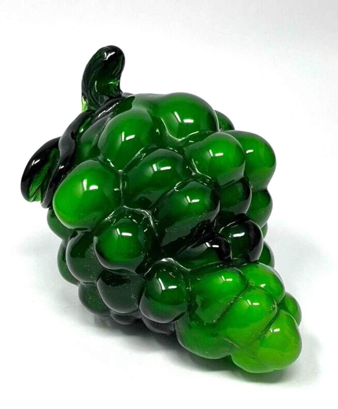 Hand Blown Molded Glass Grape Cluster Green 6" Art Crafted Table Decor ...