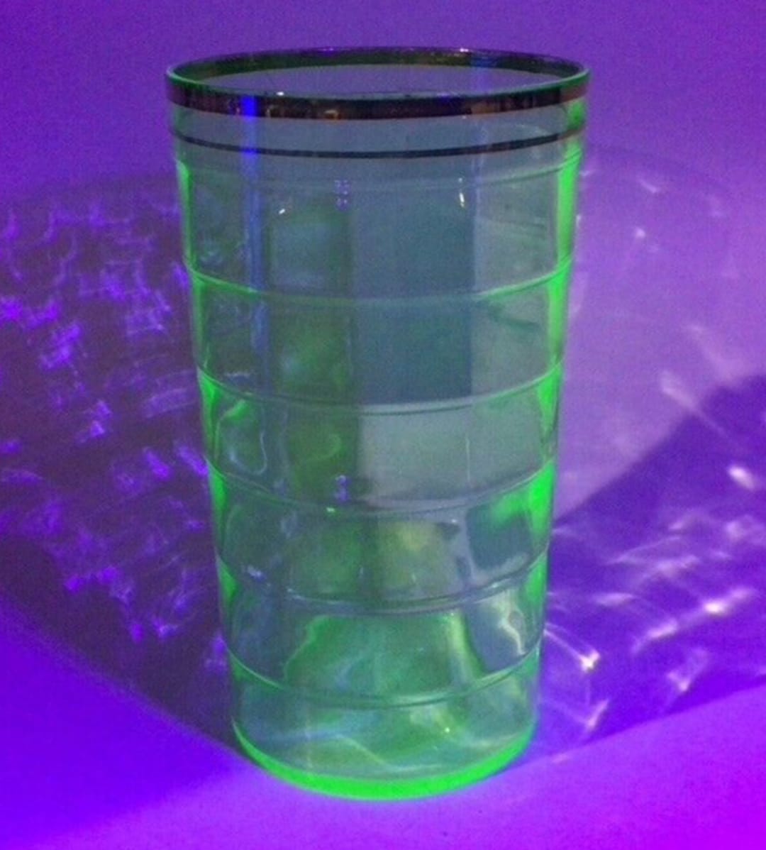 Uranium Juice Glass Block Optic Pattern Vaseline With Gold Rim - Etsy UK
