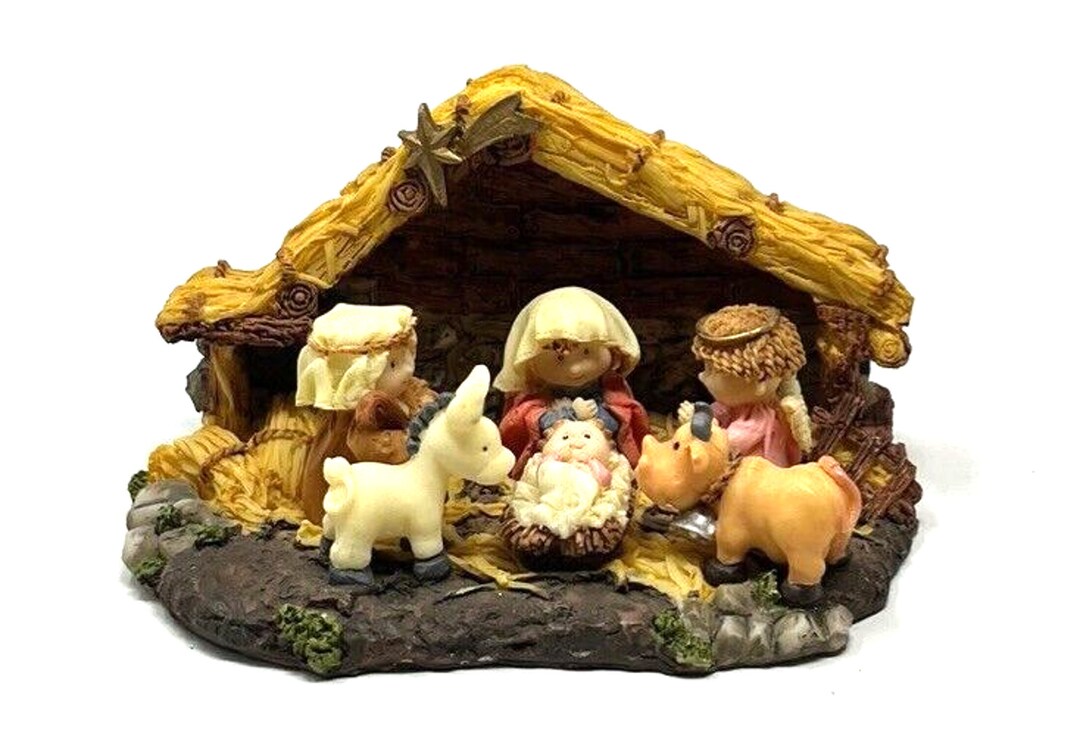 Mini Tabletop Shelf One Piece Nativity Scene Resin 6" X 3.5" - Etsy