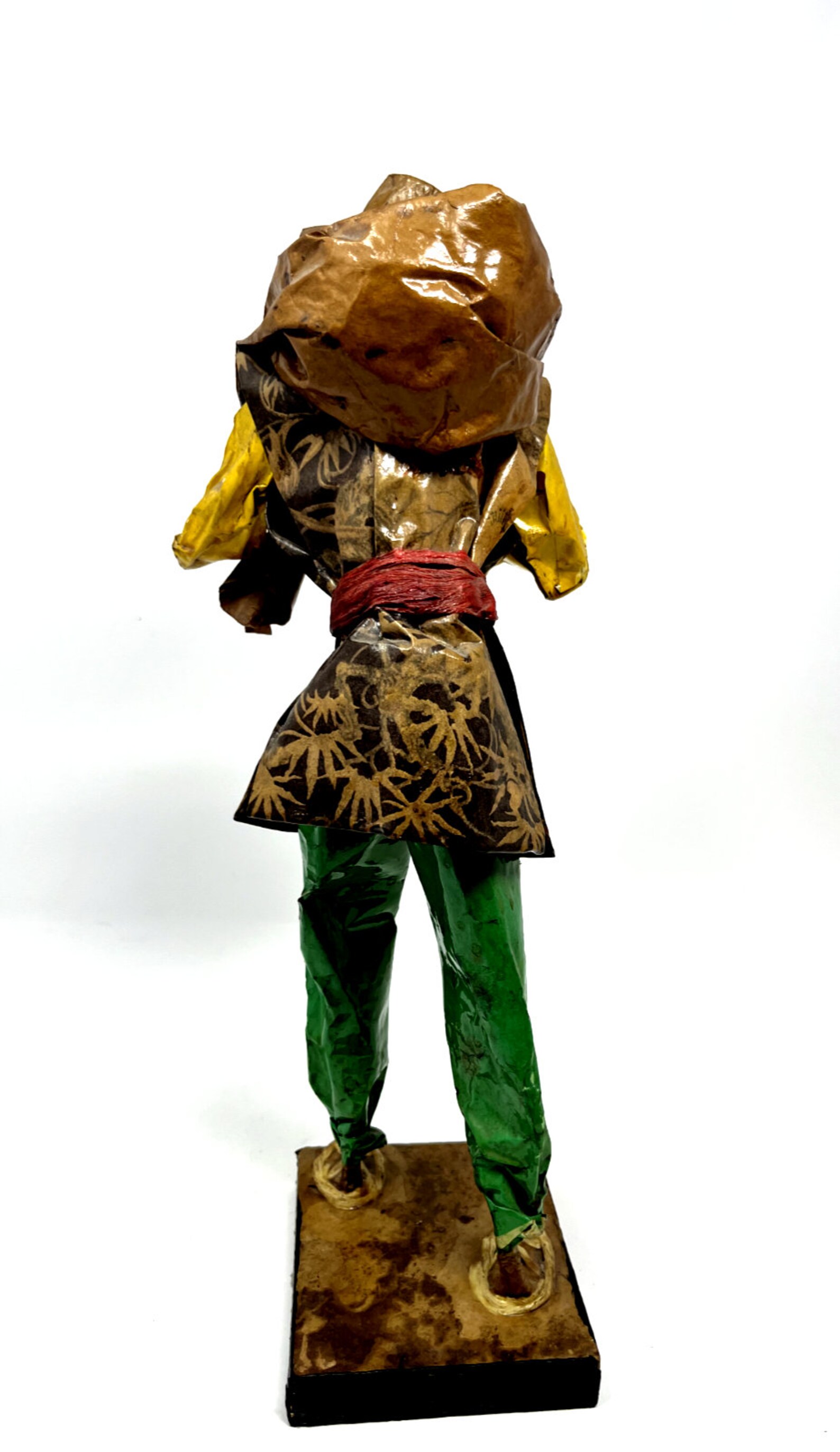 Color Full Folk Art Paper Mache Man Carrying Bag With Pottery 15" - Etsy