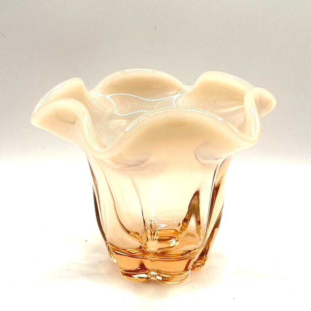 Vintage Duncan Miller Canterbury Pink Opalescent Ruffled Vase 1950's 6 ...