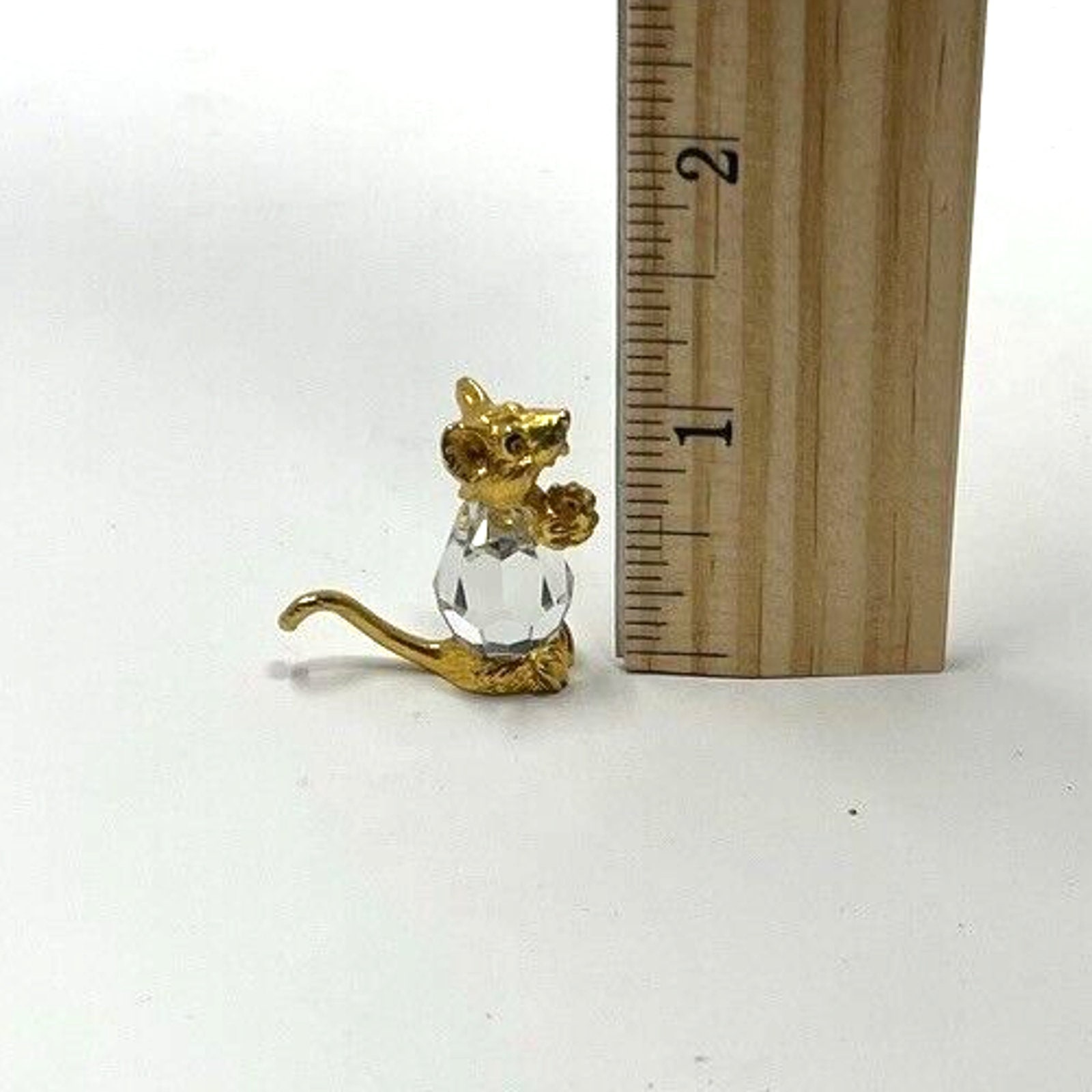 Miniature Mouse Figurine Gold Toned Metal With Crystal Body Marked - Etsy