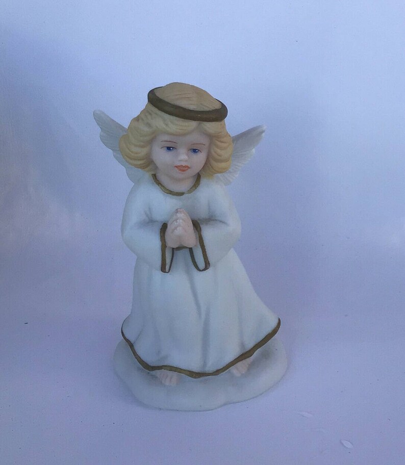 Angel Figurine Vintage 1996 Bisque Porcelain Golden Blessing Bronson ...