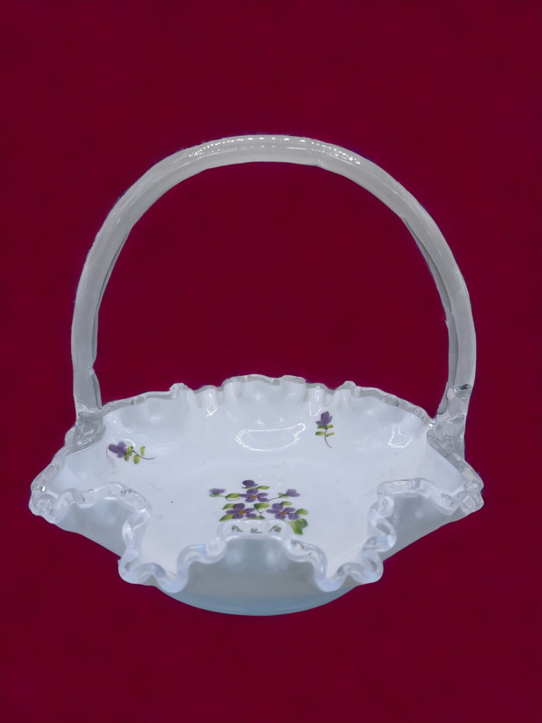 Vtg H Curry Signed Hand Painted Fenton Silvercrest Wedding Brides ...