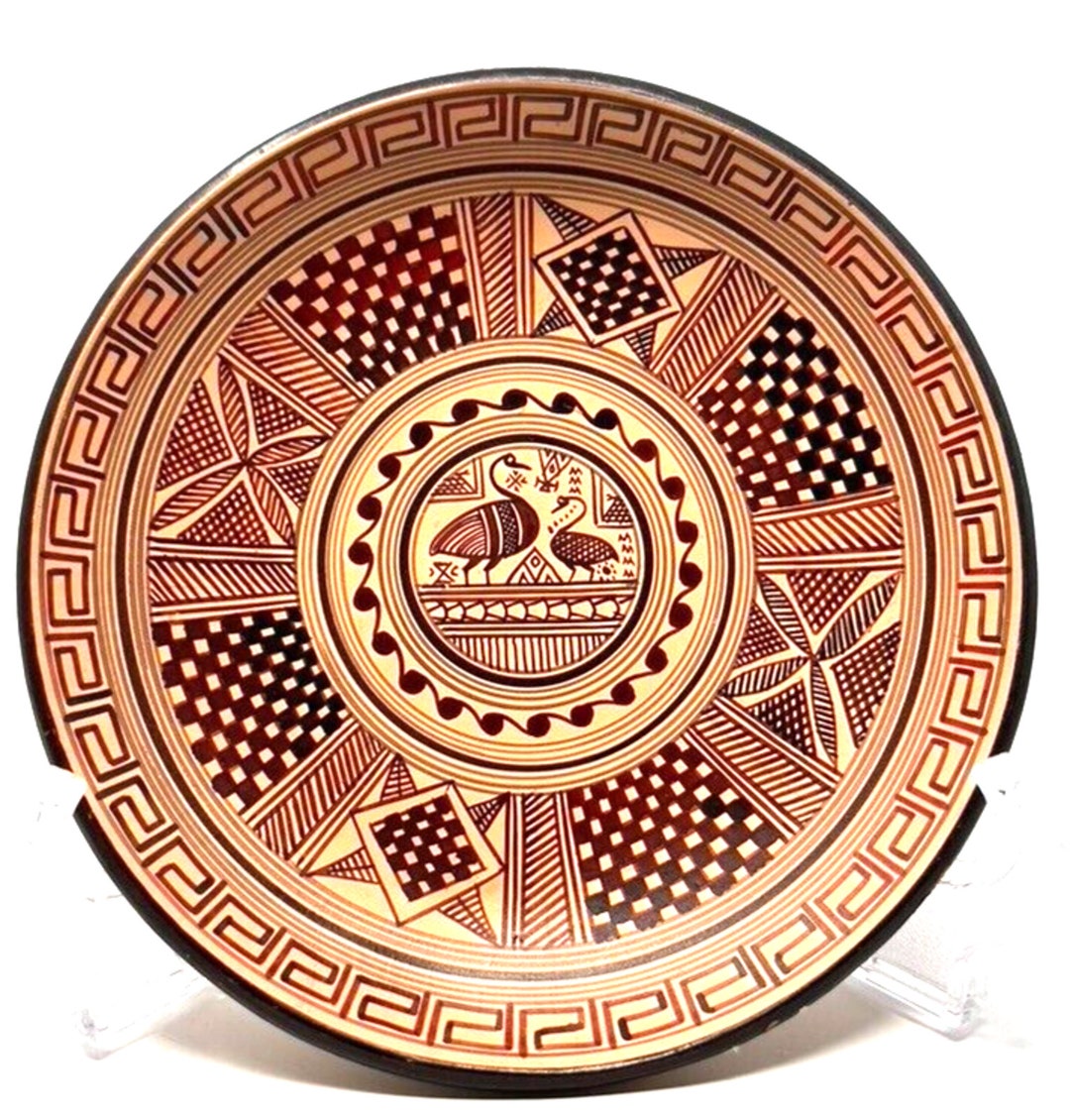 Decorative Terracotta Hand Painted Geometric Design Plate 5 - Etsy