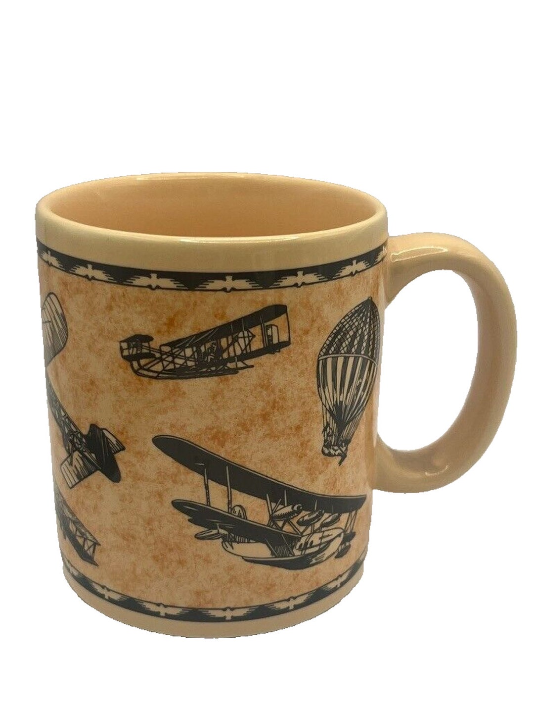 Vintage Russ Berrie Aviation Theme Coffee Mug Airplanes Wright Brothers ...