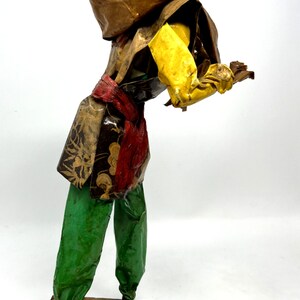 Color Full Folk Art Paper Mache Man Carrying Bag With Pottery 15" - Etsy