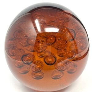 Large Murano Style Amber Glass Sphere Paperweight Controlled Bubbles 5. ...