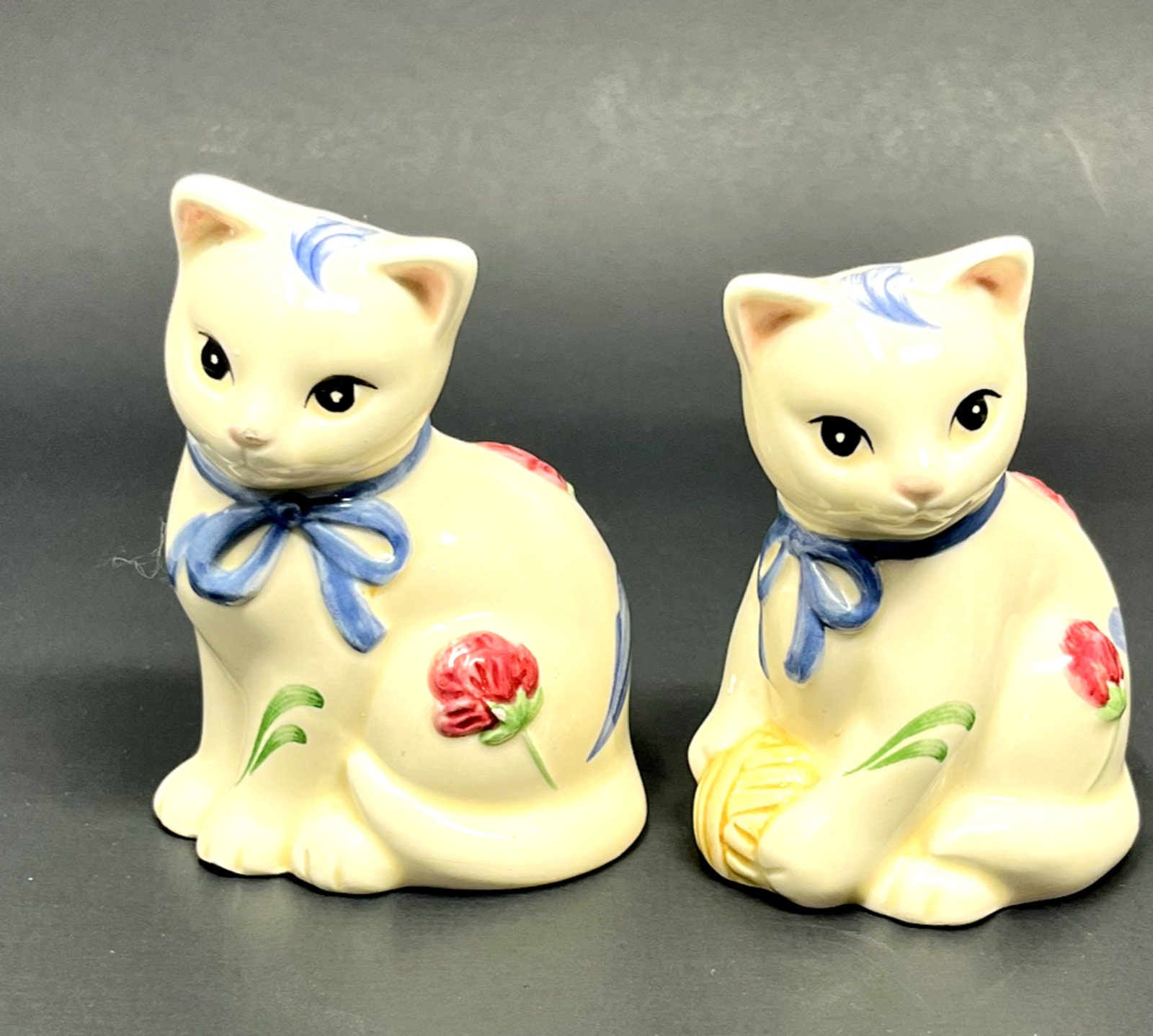 Lenox Poppies on Blue Cat Kitten Salt and Pepper Shaker Set - Etsy