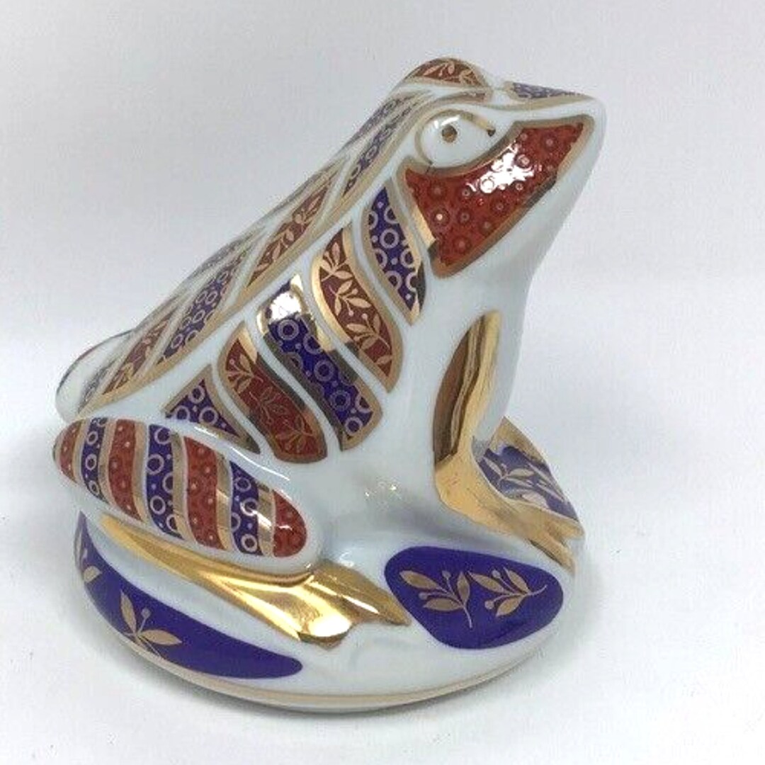 Vintage Librasco Japan Porcelain Frog Paperweight Imari Pattern Blue ...