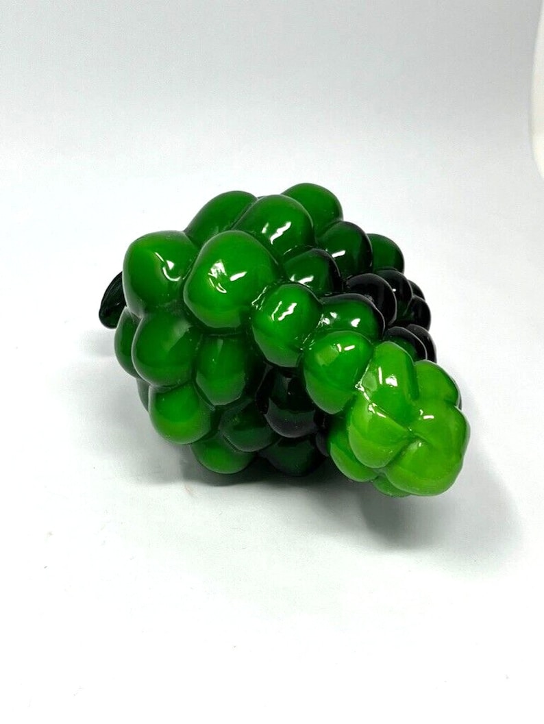 Hand Blown Molded Glass Grape Cluster Green 6" Art Crafted Table Decor ...