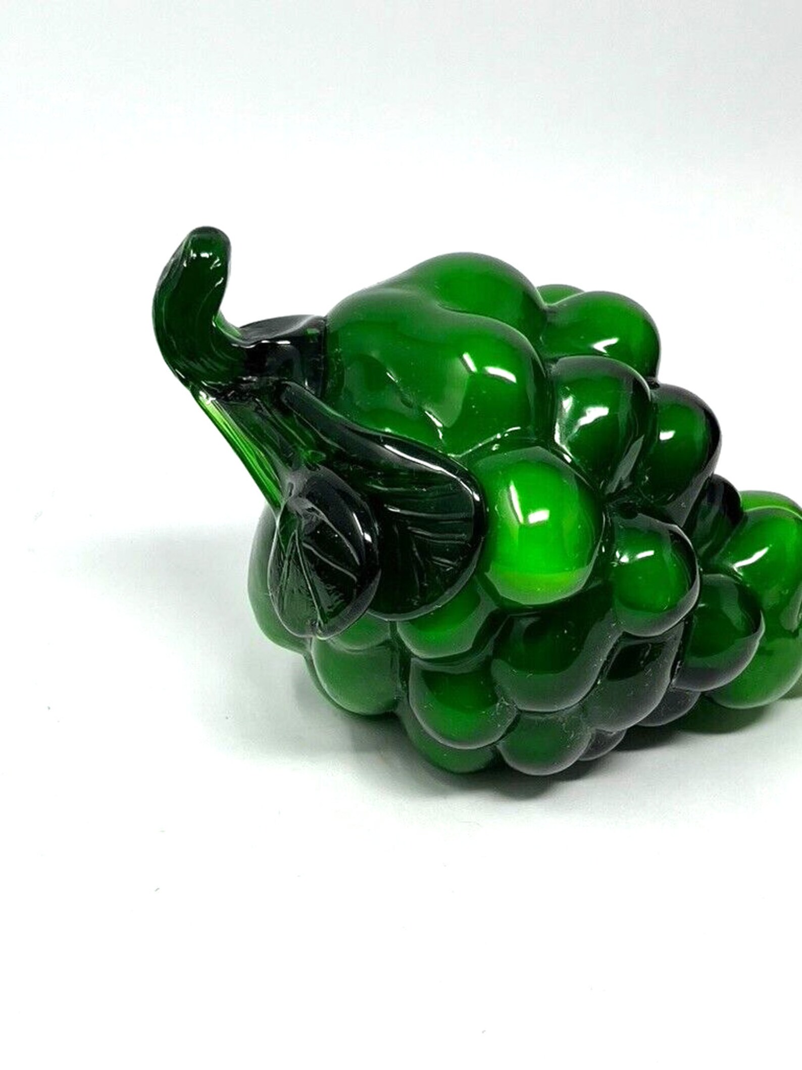 Hand Blown Molded Glass Grape Cluster Green 6" Art Crafted Table Decor ...