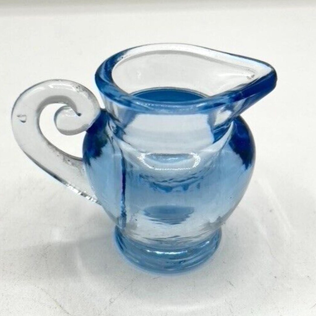 Miniature Blue Glass Pitcher - Etsy