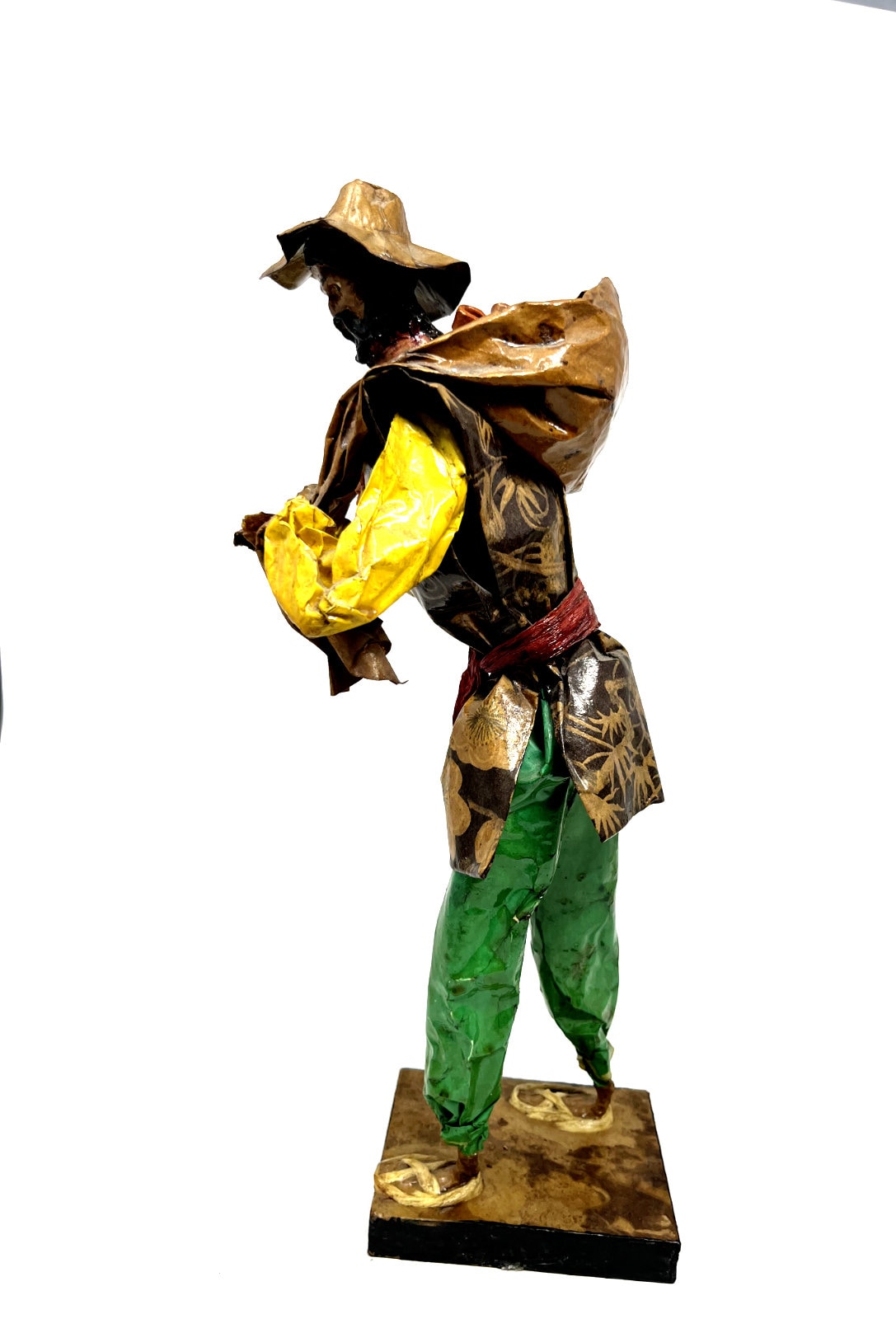 Color Full Folk Art Paper Mache Man Carrying Bag With Pottery - Etsy