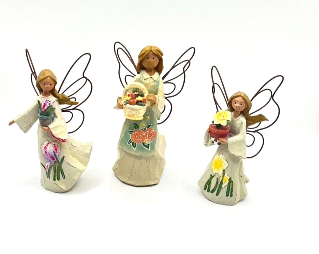 Roman Angel Accents Resin Angels With Flower Lot of 3 - Etsy