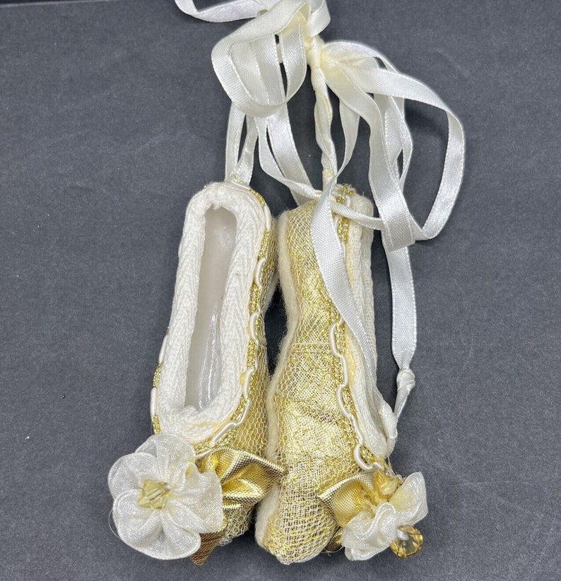 Cream Velvet Ballet Slipper Ornament Decoration With Cream Satin ...