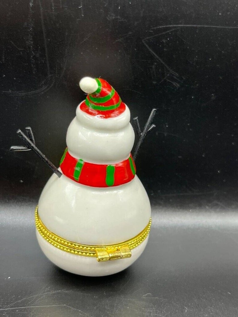 Snow Man Trinket Ceramic Box With Metal Clasp 3.25" - Etsy
