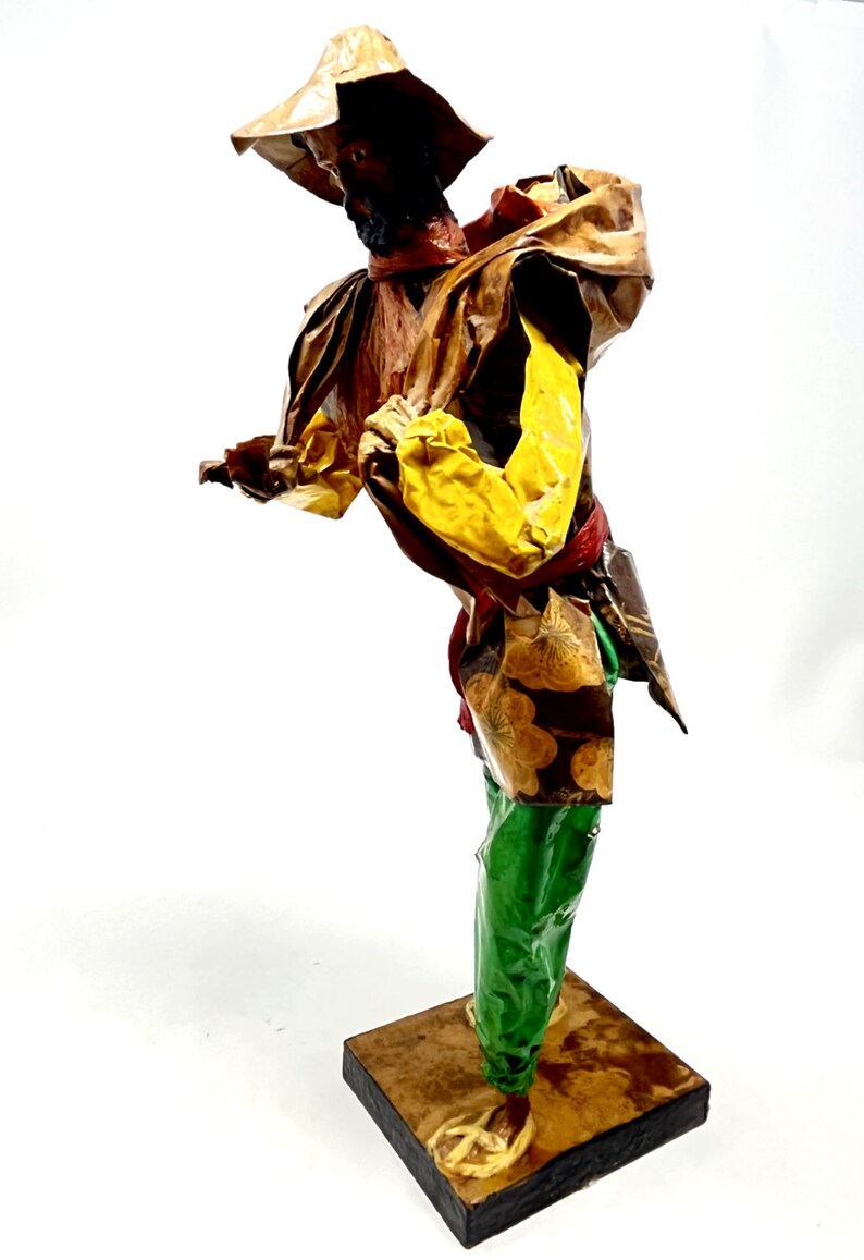 Color Full Folk Art Paper Mache Man Carrying Bag With Pottery 15" - Etsy