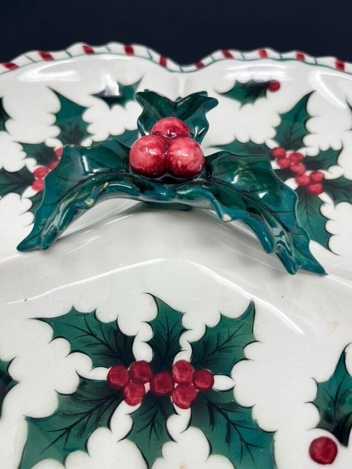 Vintage Christmas Lefton Poinsettia Handle Hand Painted. Candy Dish - Etsy