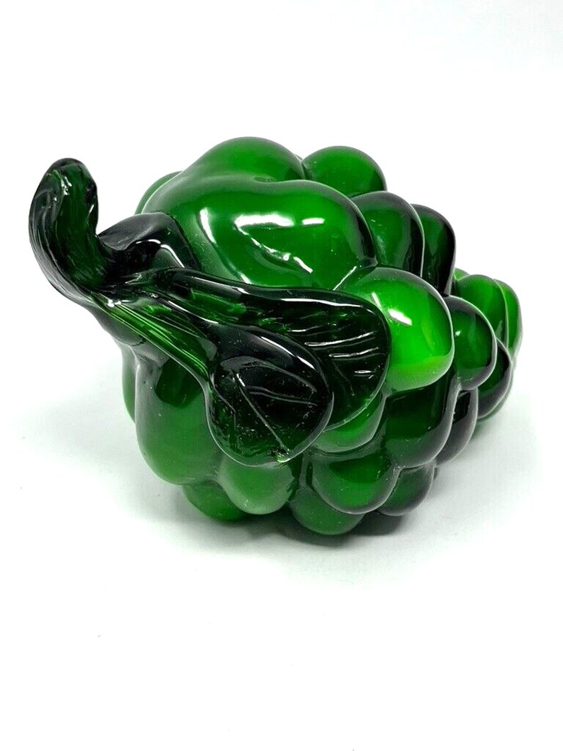 Hand Blown Molded Glass Grape Cluster Green 6 Art Crafted Table Decor ...